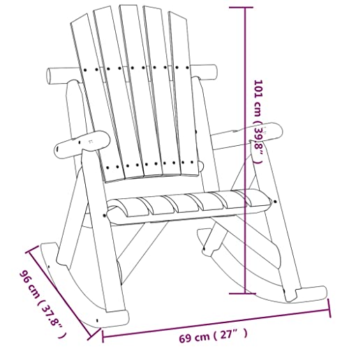 YAFF Patio Rocking Chair 27.2"x37.8"x39.8" Solid Wood Spruce-3345