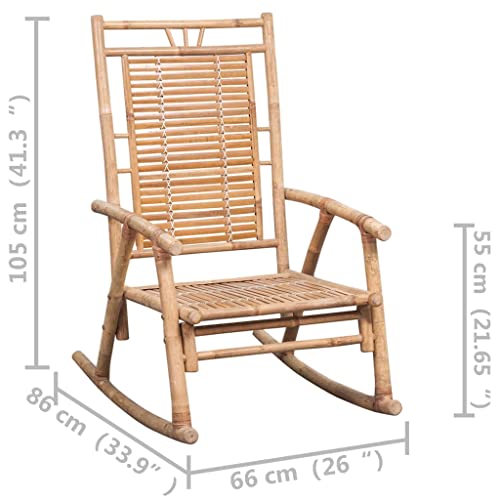 YAFF Bamboo Rocking Chair, Solid Bamboo Patio Chairs with Detachable Cushion, UV & Weather Resistant, Indoor Outdoor Lounge Recliner Chair for Patio, Garden, Pool, Backyard,47.2" x 19.7" x 1.6" -Taupe