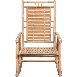 YAFF Bamboo Rocking Chair, Solid Bamboo Patio Chairs with Detachable Cushion, UV & Weather Resistant, Indoor Outdoor Lounge Recliner Chair for Patio, Garden, Pool, Backyard,47.2" x 19.7" x 1.6" -Taupe