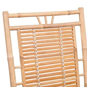 YAFF Bamboo Rocking Chair, Solid Bamboo Patio Chairs with Detachable Cushion, UV & Weather Resistant, Indoor Outdoor Lounge Recliner Chair for Patio, Garden, Pool, Backyard,47.2" x 19.7" x 1.6" -Taupe