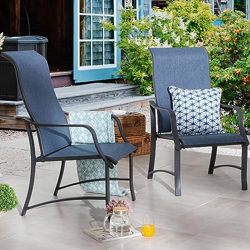 PatioFestival Patio Dining Set swith Swivel Rocker Chairs 7 Pieces High Back Outdoor Furniture 63" Rectangle Table Sets, Blue