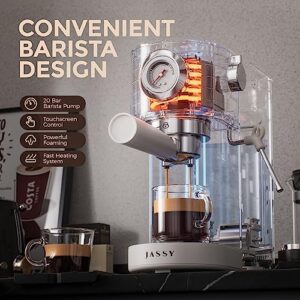 JASSY Espresso Coffee Machine 20 Bar Cappuccino Maker Compact Design with Powerful Milk Frother/Steam Wand for Espresso/Cappuccino/Latte,1.2L Water Tank,1376W