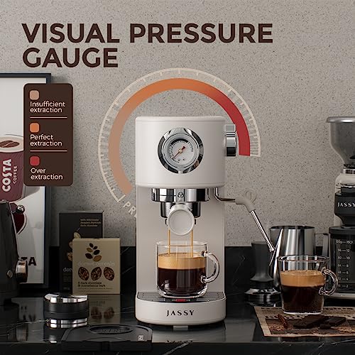 JASSY Espresso Coffee Machine 20 Bar Cappuccino Maker Compact Design with Powerful Milk Frother/Steam Wand for Espresso/Cappuccino/Latte,1.2L Water Tank,1376W