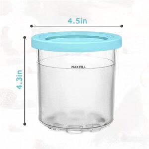 DISXENT Creami Pint Containers, for Ninja Creami Ice Cream Maker,16 OZ Ice Cream Pint Containers Reusable,Leaf-Proof for NC301 NC300 NC299AM Series Ice Cream Maker