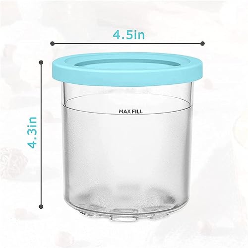 DISXENT Creami Pint Containers, for Ninja Creami Ice Cream Maker,16 OZ Ice Cream Pint Containers Reusable,Leaf-Proof for NC301 NC300 NC299AM Series Ice Cream Maker