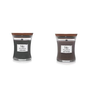 woodwick evening bonfire medium hourglass candle, 9.7 oz. & sand & driftwood medium hourglass candle, 9.7 oz.