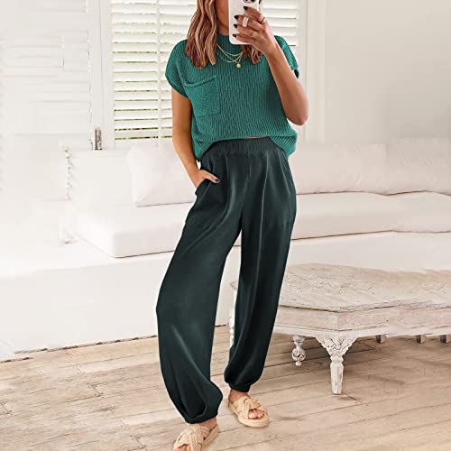 Two Piece Outfits for Women Sweater Sets Knit Pullover Tops and High Waisted Pants Lounge 2 Piece Matching Sets yoga pants 2023 outfits