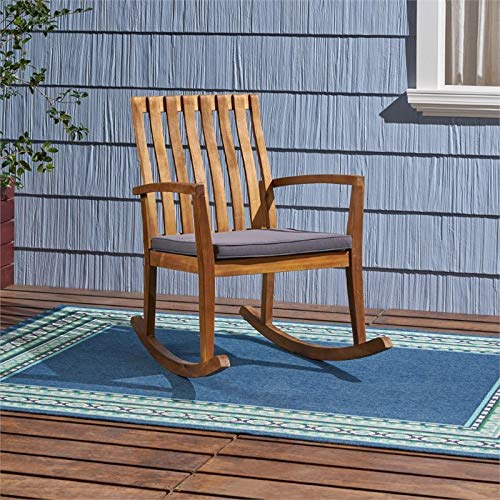 Afuera Living Modern/Contemporary Outdoor Acacia Wood Rocking Chair in Teak