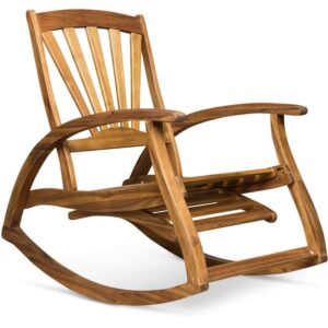 afuera living outdoor acacia wood rocking chair with footrest teak