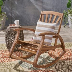 Afuera Living Outdoor Acacia Wood Rocking Chair with Footrest Teak