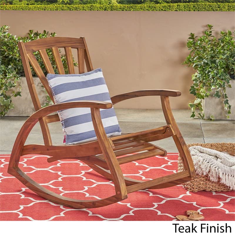 Afuera Living Outdoor Acacia Wood Rocking Chair with Footrest Teak