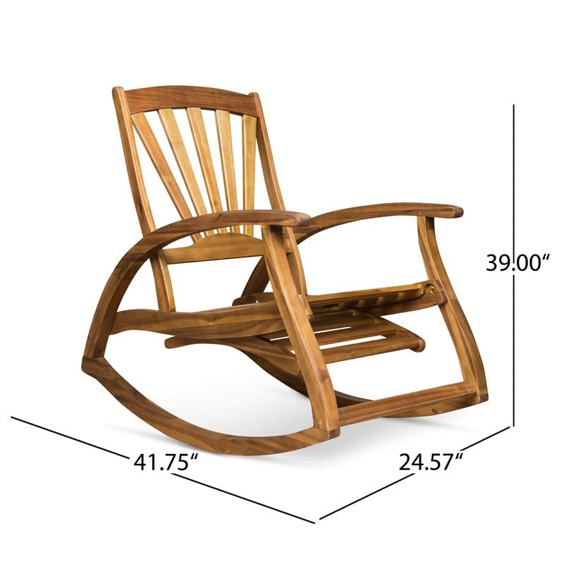 Afuera Living Outdoor Acacia Wood Rocking Chair with Footrest Teak