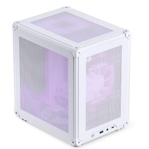 jonsbo c6 white mini matx mesh case,simple compact desktop micro atx chassis,upper cover/side panel tool-free open pc case, atx power bite (l185mm max.),support 75mm cpu cooler,gpu200-255mm