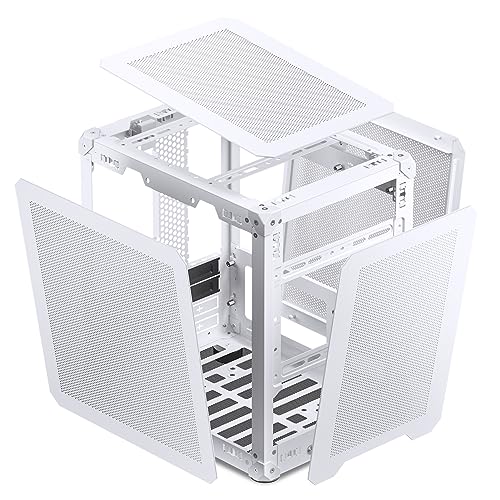 JONSBO C6 White Mini MATX Mesh Case,Simple Compact Desktop Micro ATX Chassis,Upper Cover/Side Panel Tool-Free Open pc case, ATX Power Bite (L185mm Max.),Support 75mm CPU Cooler,GPU200-255mm