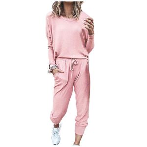 Two Piece Outfits for Women Sweater Sets Knit Pullover Tops and High Waisted Pants Lounge 2 Piece Matching Sets dressy tops for women 2023 outfits