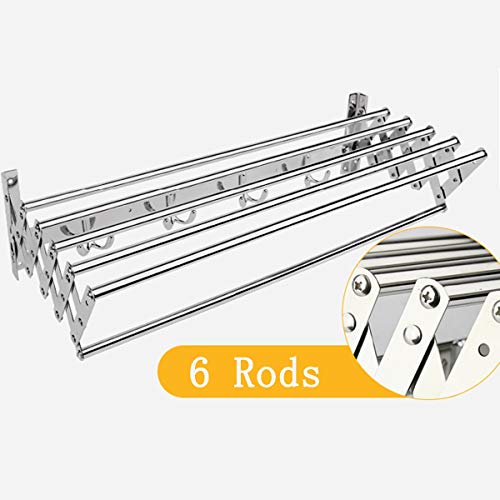 Wall Mounted Towel Bar Bath Dryer Folding Clothes Airer Holder Shelf Accordion Style Clothes Drying Rack Great for Laundry Room Bathroom Airer (Size : 70Cm)