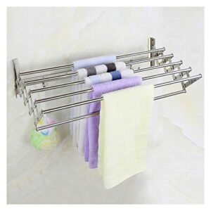 wall mounted towel bar bath dryer folding clothes airer holder shelf accordion style clothes drying rack great for laundry room bathroom airer (size : 70cm)