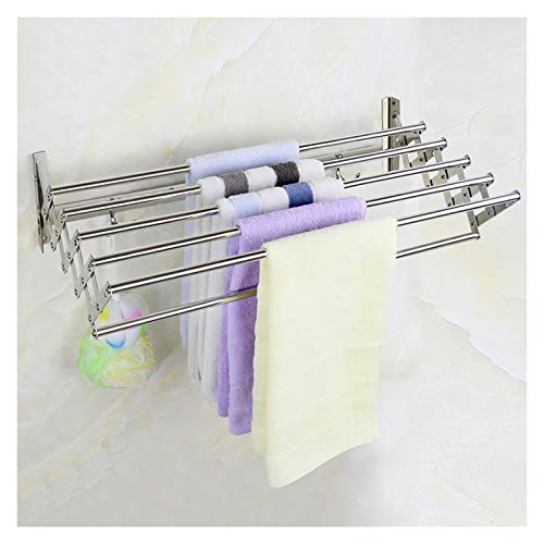 Wall Mounted Towel Bar Bath Dryer Folding Clothes Airer Holder Shelf Accordion Style Clothes Drying Rack Great for Laundry Room Bathroom Airer (Size : 70Cm)