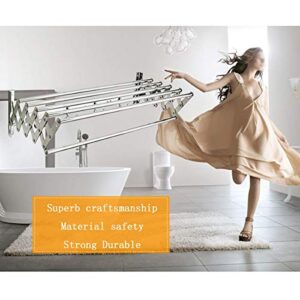 Wall Mounted Towel Bar Bath Dryer Folding Clothes Airer Holder Shelf Accordion Style Clothes Drying Rack Great for Laundry Room Bathroom Airer (Size : 70Cm)