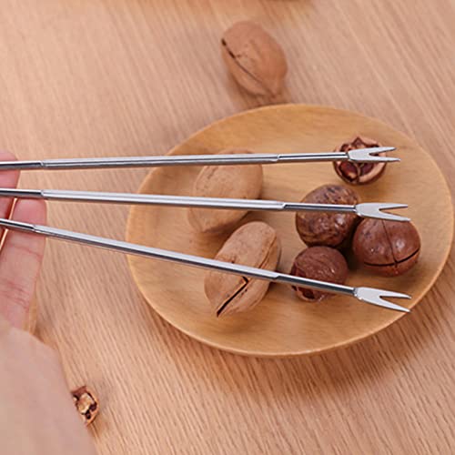 3 Pcs Silver Seafood Forks Tools Household Stainless Steel Lobster Forks Nut Forks Walnut Needle Seafood Picks Kitchen Gadget Walnut Needle