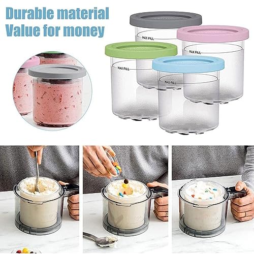 DISXENT Creami Pints and Lids, for Creami Ninja Ice Cream,16 OZ Pint Frozen Dessert Containers Bpa-Free,Dishwasher Safe for NC301 NC300 NC299AM Series Ice Cream Maker