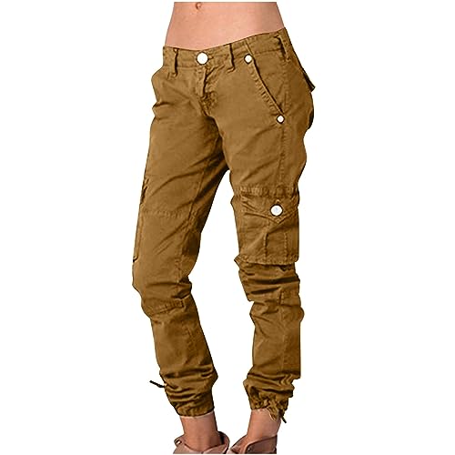 Khaki Cargo Pants for Women 2023 ofertas de Cargo Jogger Pants Tactical Streetwear Casual Pants Belted Stretchy Pants with Pocket Y2k Fashion Pants Brown M