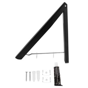 Folding Clothes Drying Rack, Retractable Clothes Hanger Rack Reinforced Aluminium Easy Installation Wall Mounted with Removable Hooks for Tile (Black)