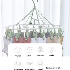 Hanging Drying Rack, Folding Laundry Rack, Plastic Laundry Clips with 18 Clips and Drip Dryer for Socks, Underwear, Towels, Bras, Scarves and Baby Clothes with Foldable Clips.