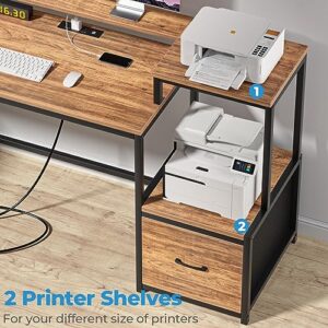 GreenForest Folding Desk No Assembly Required and L Shaped Desk with Drawers, 69 inch Corner Compuer Desk