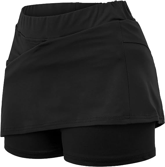 Biker Shorts Women Tennis Skorts Skirts with Pockets Built-in Shorts High Waist Athletic Golf Workout Running Shorts Plus Size Black XXXXXL