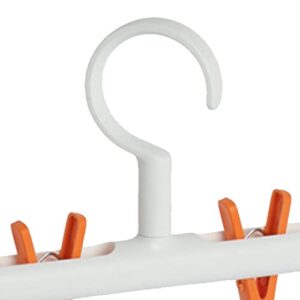 TREETDOBV Clothes Hanger with 6Clips Clothes Drying Racks Windproof Plastic Sock Clips Drying Rack,Prevent Tangle 360 Degree Rotatable Multifunctional Laundry Hanger for Home(White and Orange)