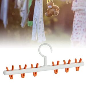 TREETDOBV Clothes Hanger with 6Clips Clothes Drying Racks Windproof Plastic Sock Clips Drying Rack,Prevent Tangle 360 Degree Rotatable Multifunctional Laundry Hanger for Home(White and Orange)