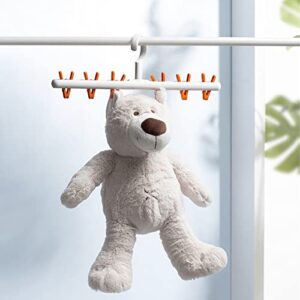 TREETDOBV Clothes Hanger with 6Clips Clothes Drying Racks Windproof Plastic Sock Clips Drying Rack,Prevent Tangle 360 Degree Rotatable Multifunctional Laundry Hanger for Home(White and Orange)