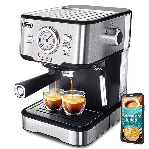 Gevi Espresso Machine, Espresso Maker with Milk Frother Steam Wand, Compact Espresso Super Automatic Espresso Machines for home with 34oz Removable Water Tank for Cappuccino, Latte