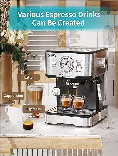 Gevi Espresso Machine, Espresso Maker with Milk Frother Steam Wand, Compact Espresso Super Automatic Espresso Machines for home with 34oz Removable Water Tank for Cappuccino, Latte