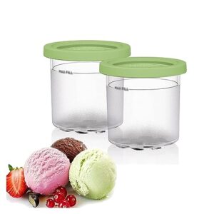 evanem 2/4/6pcs creami deluxe pints, for ninja creami,16 oz ice cream containers for freezer bpa-free,dishwasher safe for nc301 nc300 nc299am series ice cream maker,green-4pcs