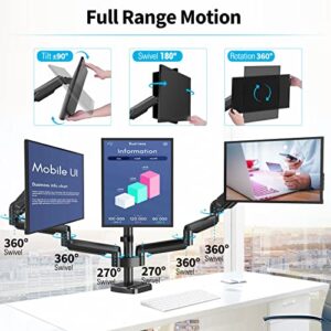 MOUNTUP Quad Monitor Stand, 4 Monitor Desk Mount for 13 to 32 inch Computer Screens + MOUNTUP Triple Monitor Desk Mount, 3 Monitor Stand for Three Max 27 Inch Computer Screen