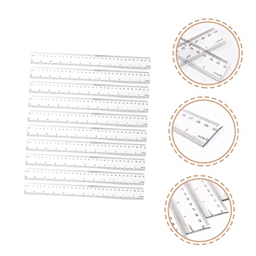 MAGICLULU 20pcs Ruler Metric Ruler 12+ Inch Rulers Plastic Rulers Metric Ruler Precision Ruler Straight Ruler 12 in Ruler Small Ruler Metric System Supplies Use Clear Ruler