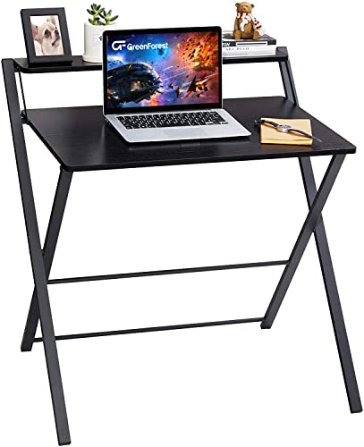 GreenForest Folding Desk No Assembly Required and L Shaped Desk with Drawers, 69 inch Corner Compuer Desk