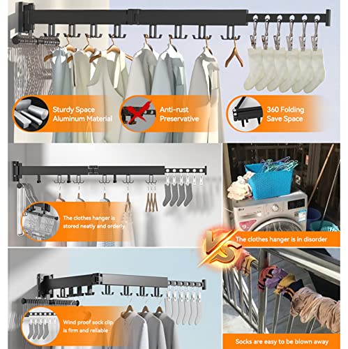 LTLWSH Wall Mounted Retractable Clothes Drying Rack, Laundry Drying Rack, Clothes Drying Rack Folding Indoor, Space Saver, Drying Rack Clothing for Balcony, Laundry,1 fold