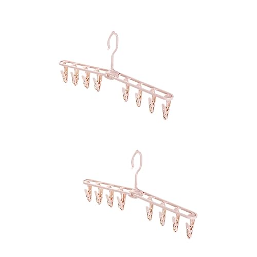 Cabilock 2pcs Foldable Travel Racks for Pink Hats Space Windproof Clothes Rack Socks Hanger Clothespins Clips Hangers with Underwear Drying Laundry Saving Multi-Purpose Clip