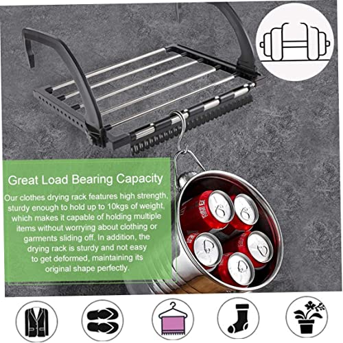 Balcony Drying Rack Stainless Steel Clothes Dryer Folding Shoes Rack Laundry Holder Hanging laundry Rack Clothes Radiator Airer with Multiple Adjustment Hook For Clothes Socks