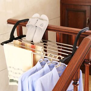 Balcony Drying Rack Stainless Steel Clothes Dryer Folding Shoes Rack Laundry Holder Hanging laundry Rack Clothes Radiator Airer with Multiple Adjustment Hook For Clothes Socks