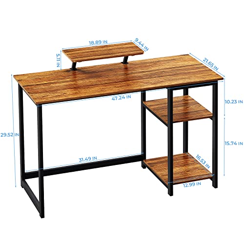 GreenForest 70 in L Shaped Desk with Drawers and Printer Stand and 47 in Computer Home Office Desk with Monitor Stand and Storage Shelves