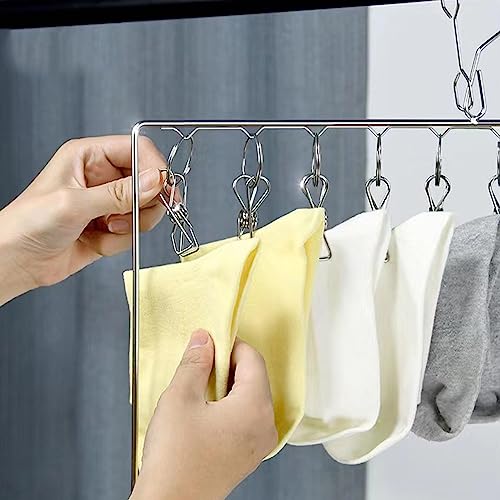 Septpenta Stainless Steel Clothe Drying Rack, Laundry Drip Hanger, Multifunctional Sock Rack, Good Load Bearing, Drying Clothes, Dormitory Balcony Windproof Rack(Double Decker)