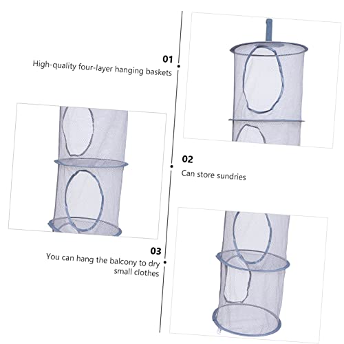 Alipis 1pc 4 Foldable Hanging Basket Storage Baskets for Dish Drying Rack Foldable Bathroom Hanging Basket Laundry Mesh Dryer Underwear Grey Polyester Savings Bag Travel