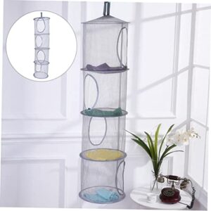 Alipis 1pc 4 Foldable Hanging Basket Storage Baskets for Dish Drying Rack Foldable Bathroom Hanging Basket Laundry Mesh Dryer Underwear Grey Polyester Savings Bag Travel