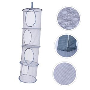 Alipis 1pc 4 Foldable Hanging Basket Storage Baskets for Dish Drying Rack Foldable Bathroom Hanging Basket Laundry Mesh Dryer Underwear Grey Polyester Savings Bag Travel