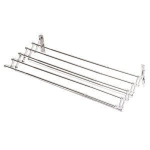 Headery Foldable Stainless Steel Wall Drying Rack Clothing for Laundry,Multifunctional Shelf Towel Storage Rack with Accordion Retractable for Laundry/Bathroom (Silver)