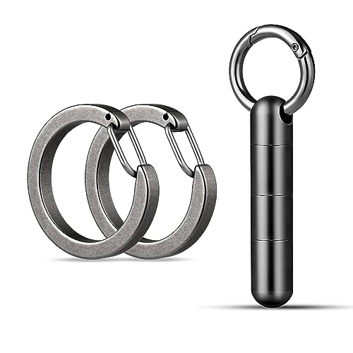 TISUR Titanium Carabiner Keychain Clip+Keychain Pill Holder